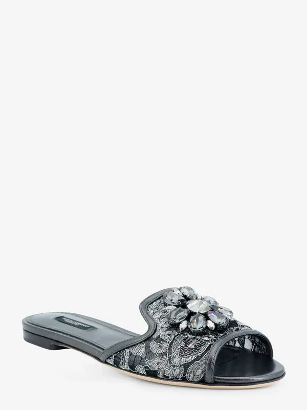 Dolce & Gabbana Rainbow Lace Embellished Slides