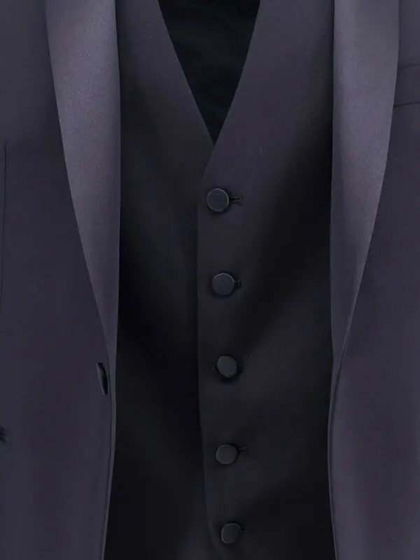 Tagliatore Virgin Wool Tuxedo With Vest - Blue
