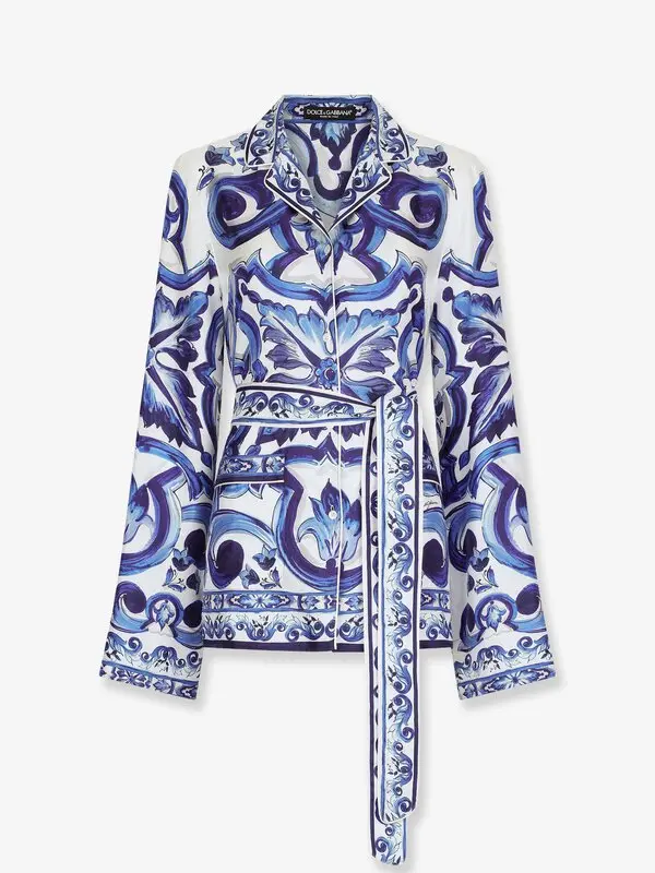 Dolce & Gabbana Silk Shirt With Majolica Print