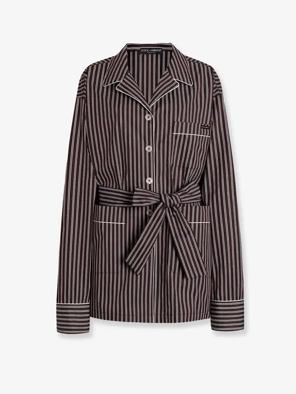 Dolce & Gabbana Vanity Striped Popeline Pajama Shirt