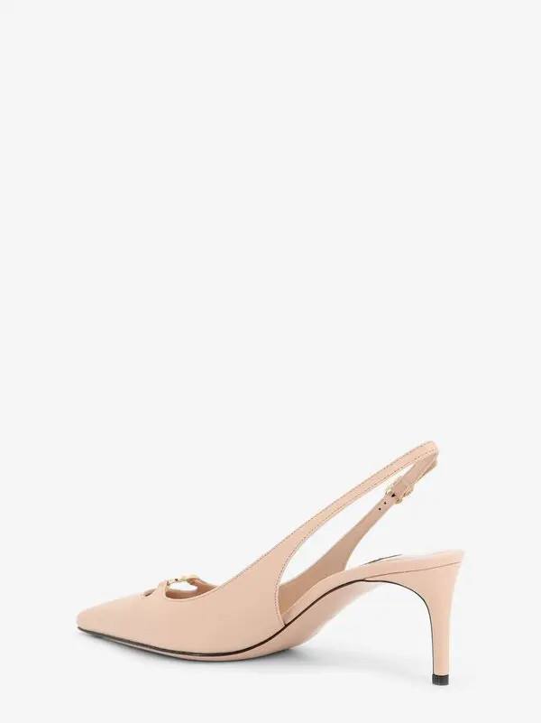 Dolce & Gabbana Leather Slingback Pumps With Metal Dg Logo