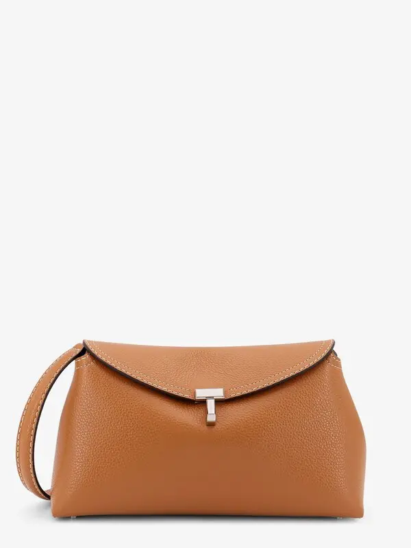 TOTEME T-lock Leather Clutch - Brown