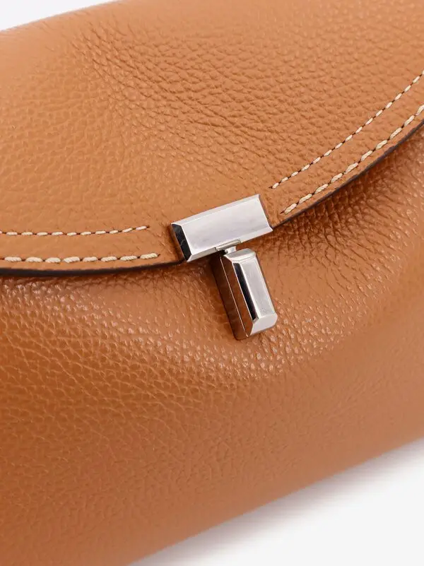 TOTEME T-lock Leather Clutch - Brown