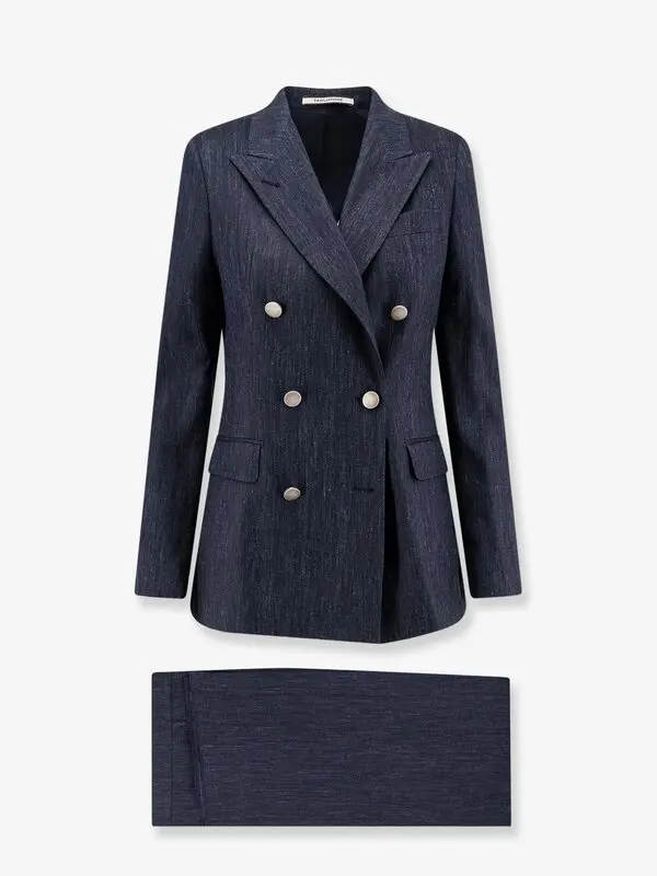 Tagliatore Parigi Mélange Linen And Viscose Suit - Blue