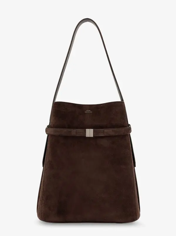 TOTEME Suede Belted Bucket Bag - Brown