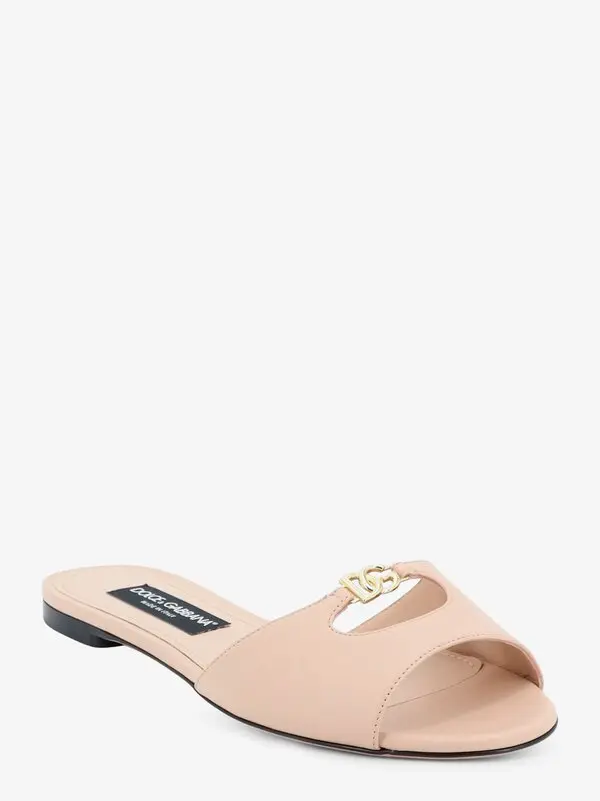 Dolce & Gabbana Leather Slides With Dg Logo
