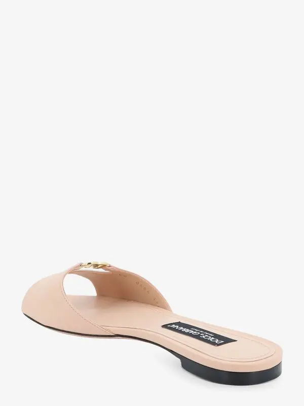 Dolce & Gabbana Leather Slides With Dg Logo