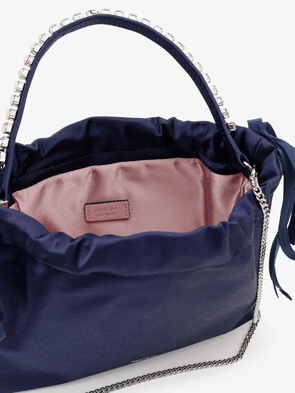 JIMMY CHOO Satin Drawstring Bag With Rhinestone Handle