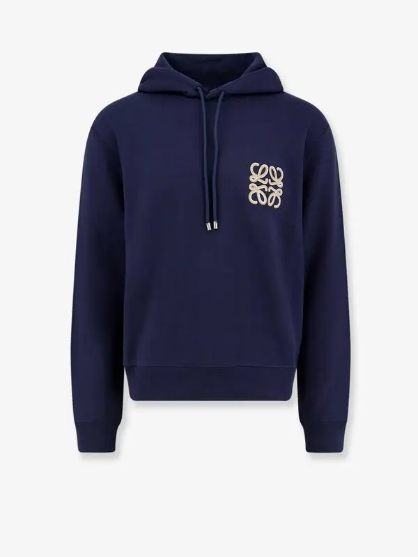 Loewe Cotton Sweatshirt With Anagram Logo Embroidery On The Front - Blue