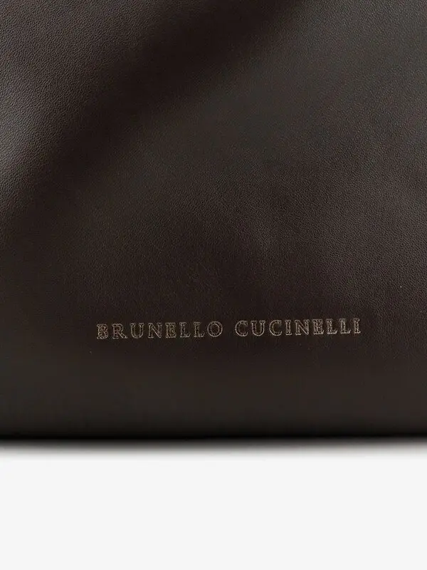 Brunello Cucinelli Leather Bucket Shoulder Bag - Brown