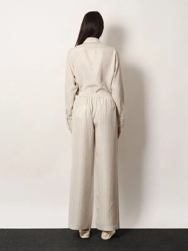 RÓHE Silk Striped Wide Leg Trousers