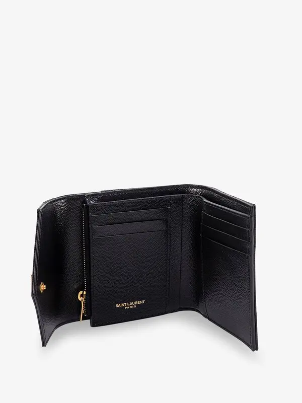 Saint Laurent Leather Wallet With Cassandre Logo On The Front