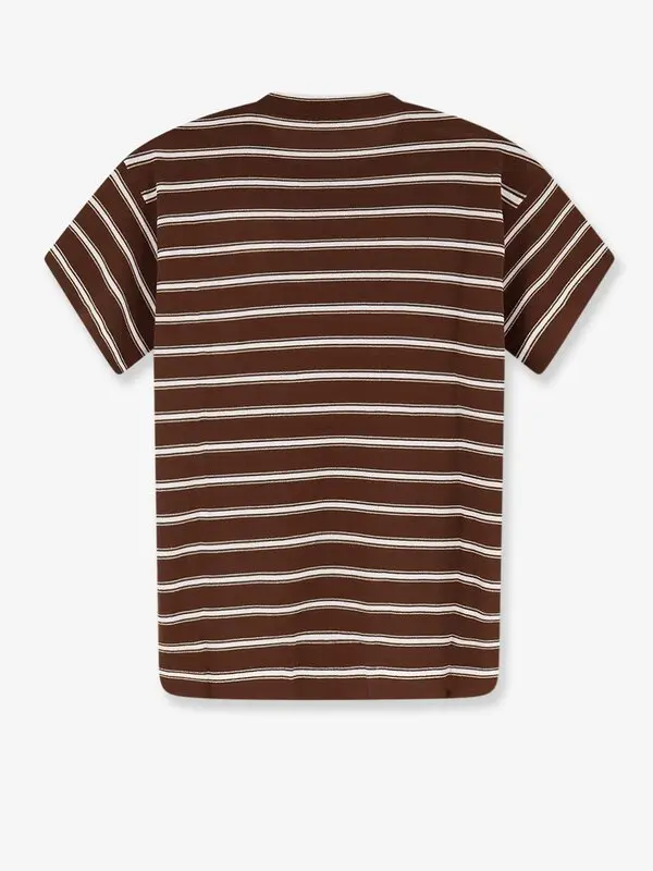 Brunello Cucinelli Virgin Wool And Cashmere Blend Striped T-shirt - Brown