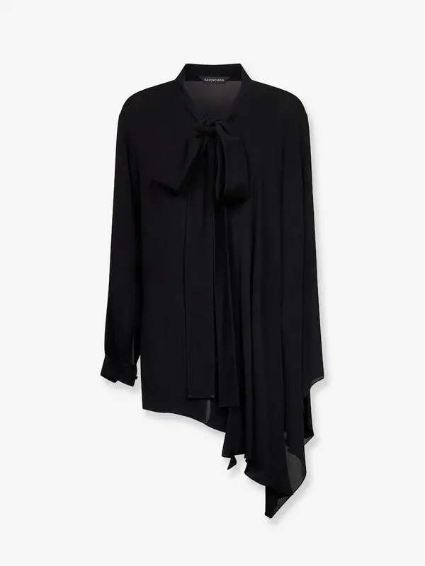 Balenciaga Shirt With Tie Detail - Black