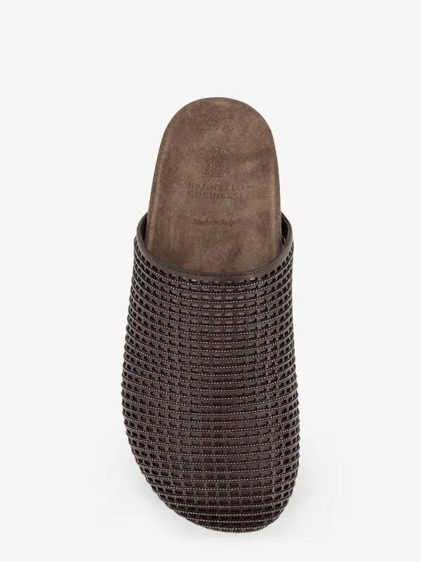 Brunello Cucinelli Leather Mules With Precious Net Detail