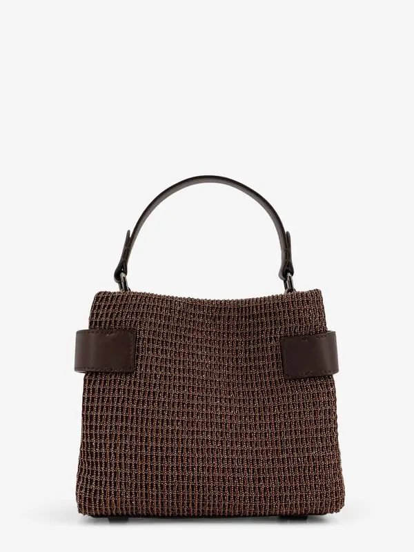 Brunello Cucinelli Woven Leather Handle Bag - Brown