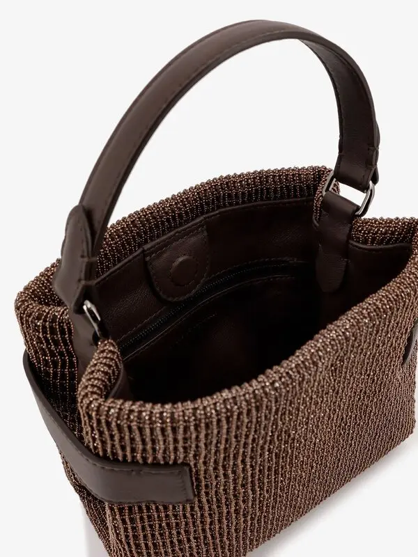 Brunello Cucinelli Woven Leather Handle Bag - Brown