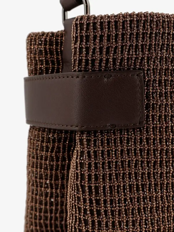 Brunello Cucinelli Woven Leather Handle Bag - Brown