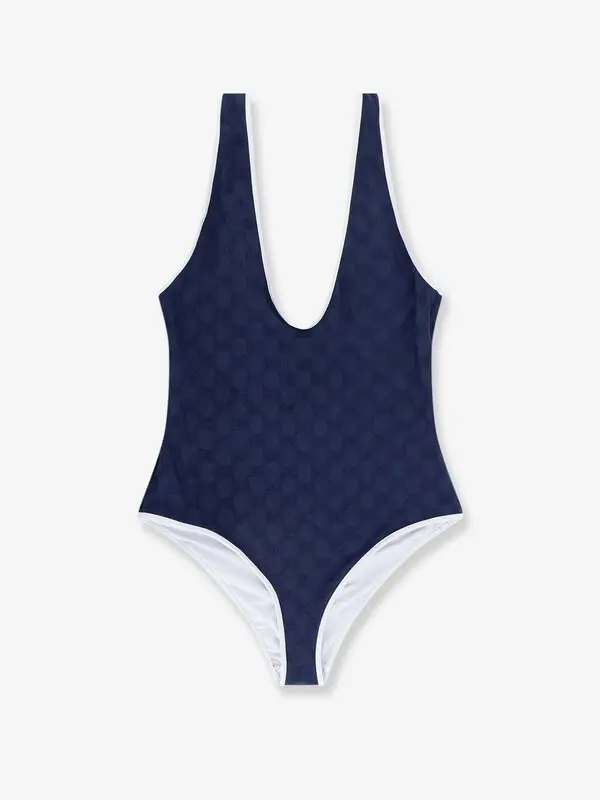 Gucci One-piece Swimsuit With Gg Motif - Blue