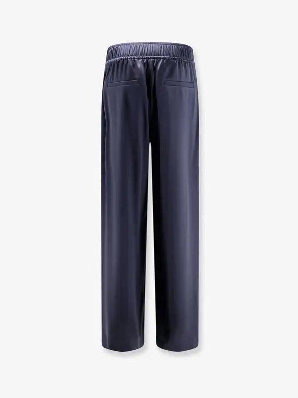 Brunello Cucinelli Silk Elastic Waist Wide Leg Trousers - Blue