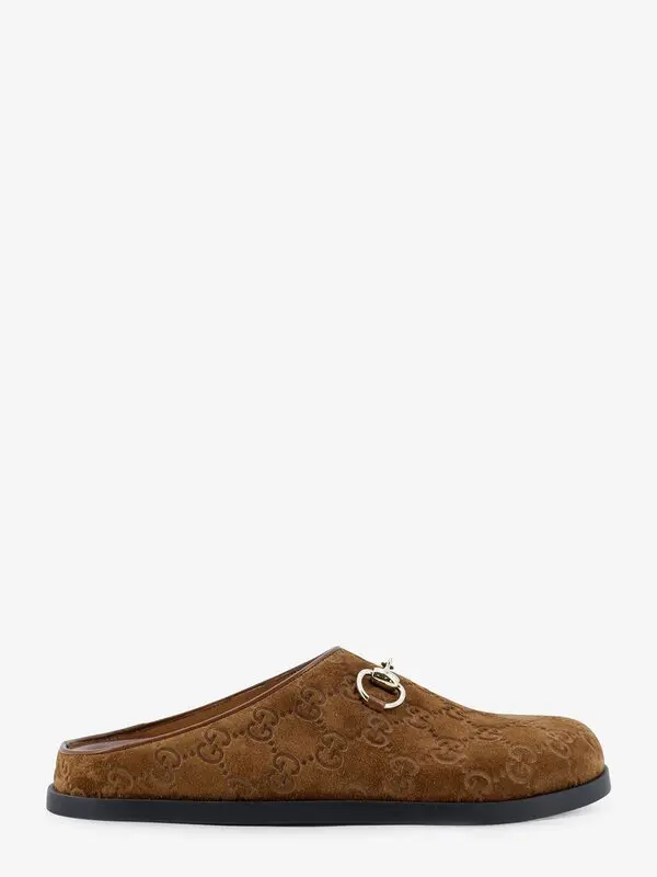 Gucci Suede Allover Gg Motif Mule