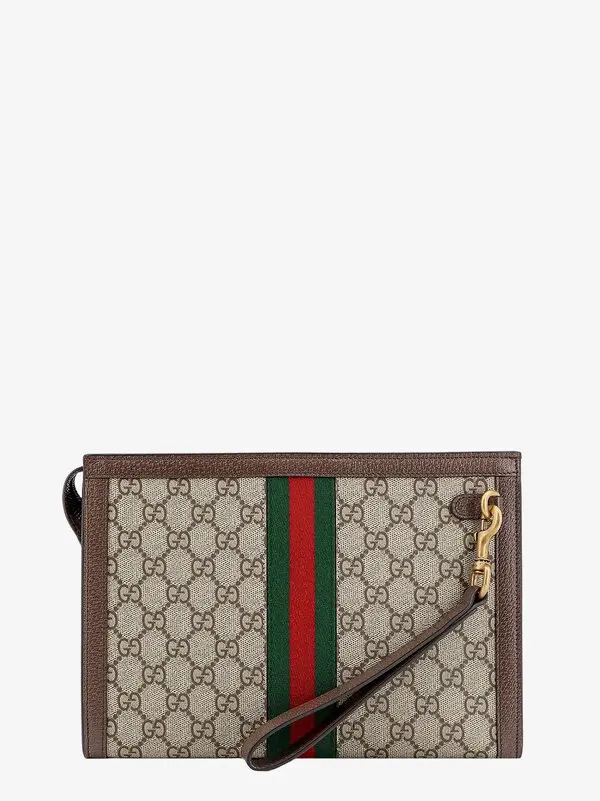 Gucci Ophidia Gg Fabric Clutch - Beige