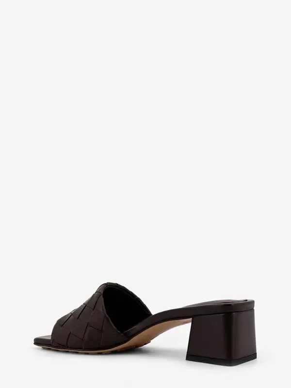 Bottega Veneta Square Toe Woven Leather Mules - Brown