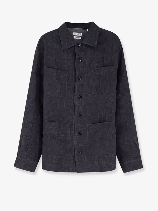 Brunello Cucinelli Easy Fit Linen Shirt - Grey