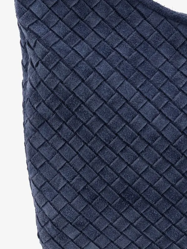 Bottega Veneta Suede Intrecciato Shoulder Bag - Blue