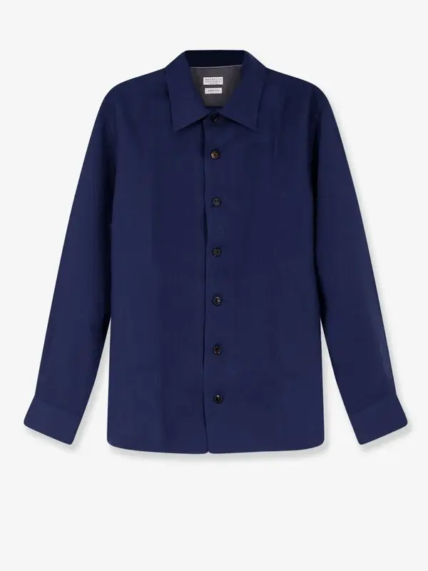 Brunello Cucinelli Easy Fit Linen Shirt - Blue