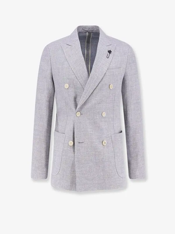 LARDINI Roma Doublebreasted Pure Virgin Wool And Linen Blazer - Blue