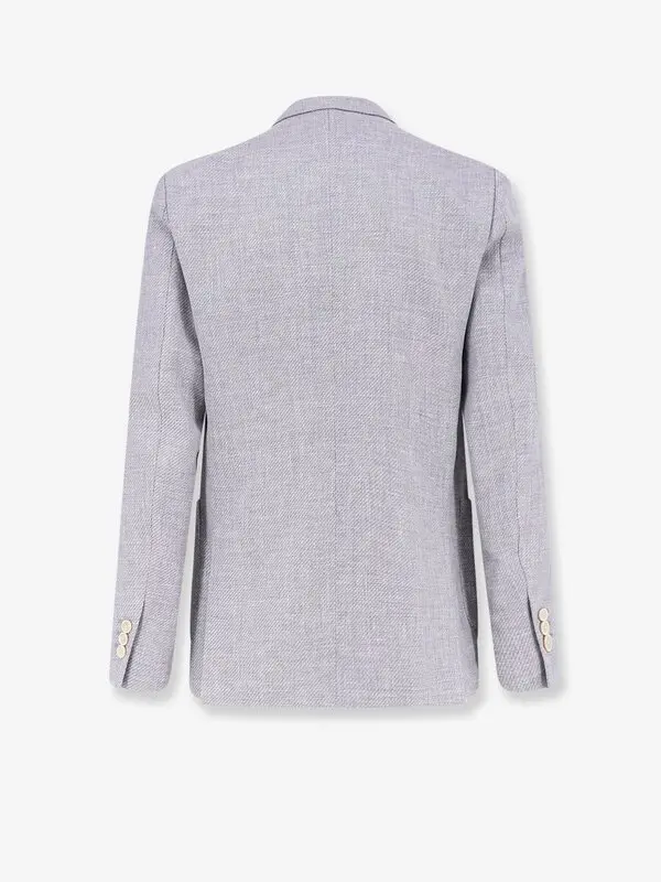 LARDINI Roma Doublebreasted Pure Virgin Wool And Linen Blazer - Blue
