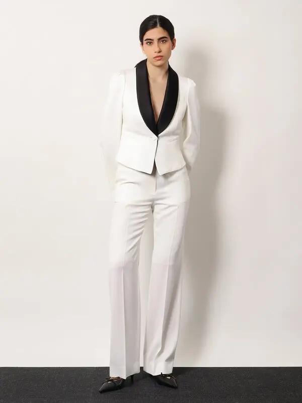 Alexander McQueen Wool Blazer With Satin Lapel - White