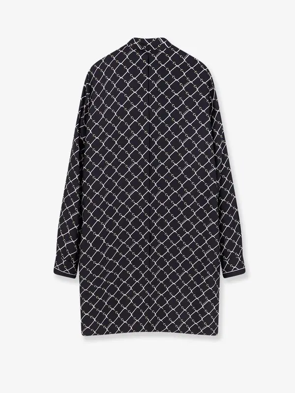 Gucci Short Silk Twill Dress With All-over Horsebit Print