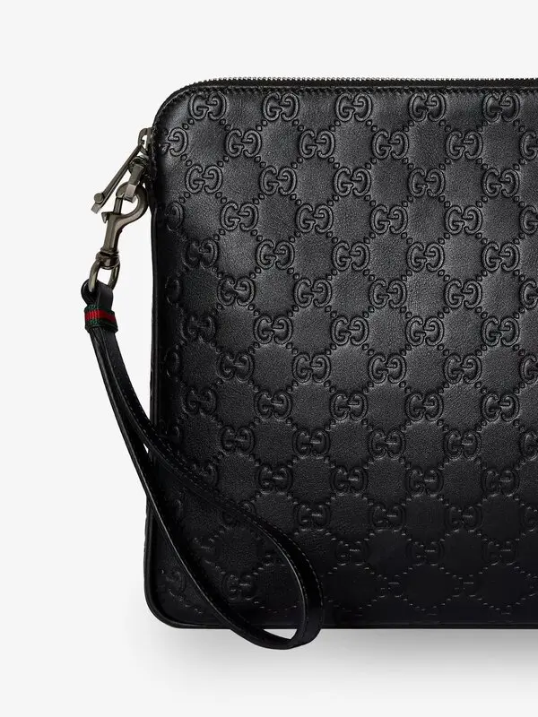 Gucci Gg Emblem Leather Crossbody Bag - Grey