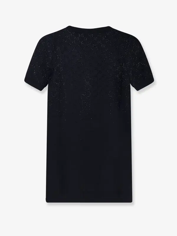 Gucci Short Wool Dress With Gg Crystals