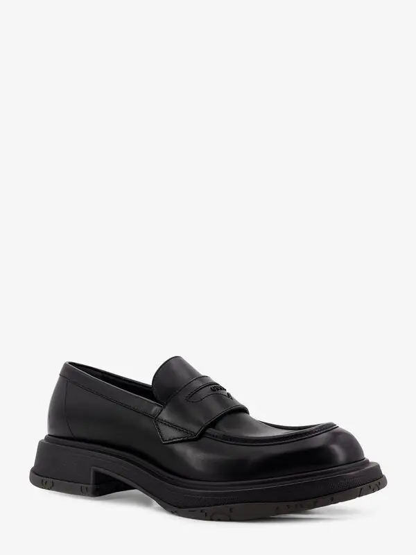 Gucci Leather Loafers With Gg Motif - Black