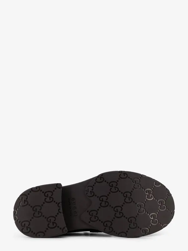 Gucci Leather Loafers With Gg Motif - Black