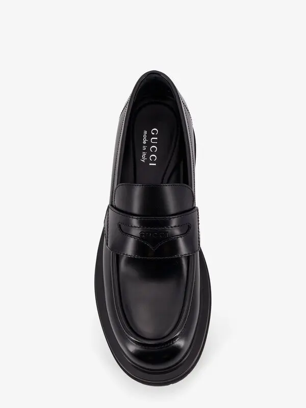 Gucci Leather Loafers With Gg Motif - Black