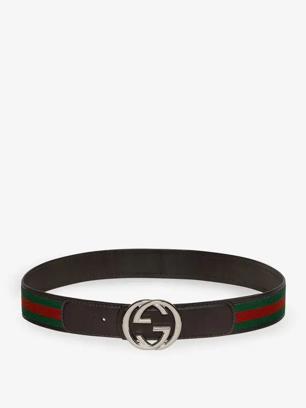 Gucci Web Fabric And Leather Belt With Removable Gg Buckle - Brown