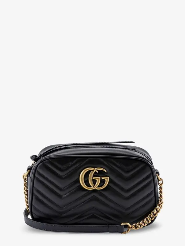 Gucci Matelassé Leather Camera Bag With Gg Logo - Black