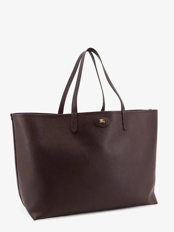 Burberry Reversible Leather Shopper With Check Pattern - Brown