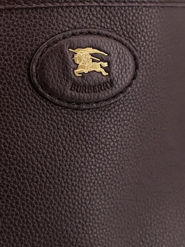 Burberry Reversible Leather Shopper With Check Pattern - Brown