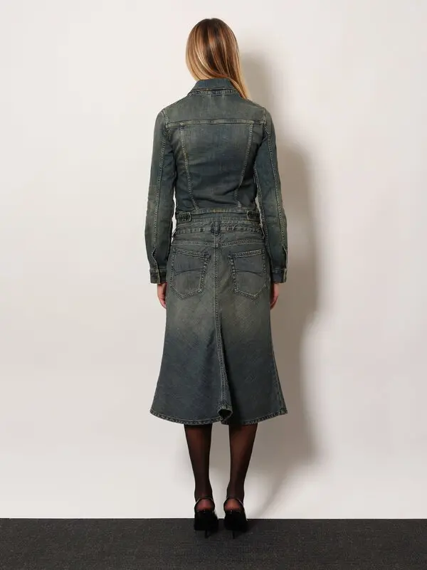 Balenciaga Denim Midi Skirt - Blue