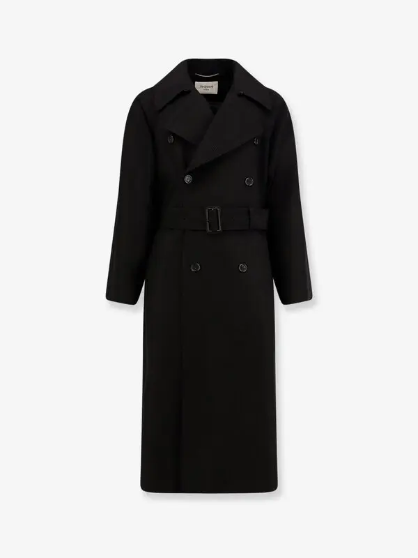 Saint Laurent Certified Wool Coat With Belt