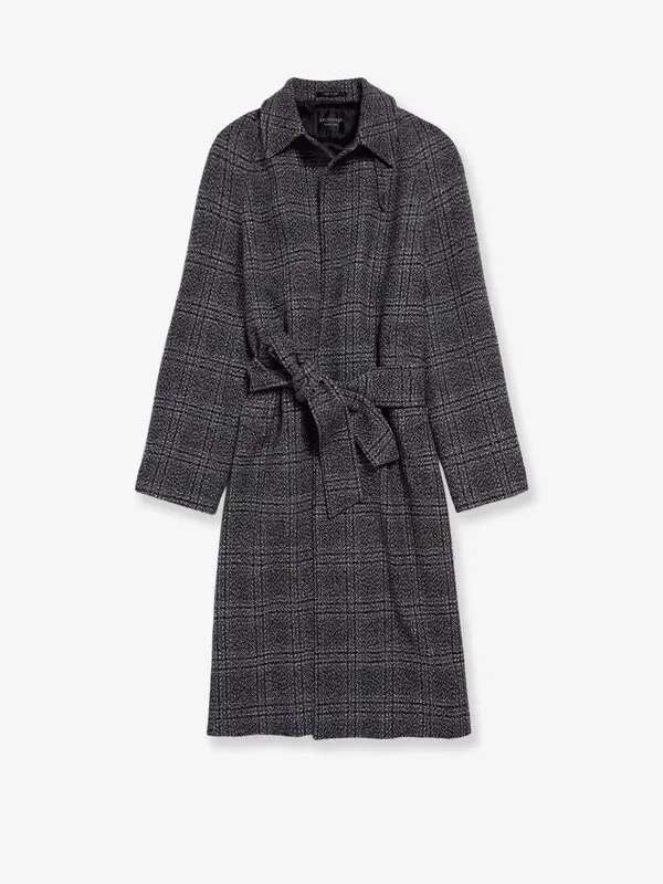 Balenciaga One Layer Raglan Wool Coat - Grey