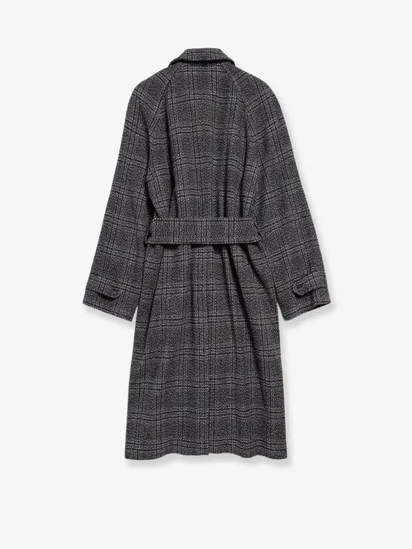 Balenciaga One Layer Raglan Wool Coat - Grey