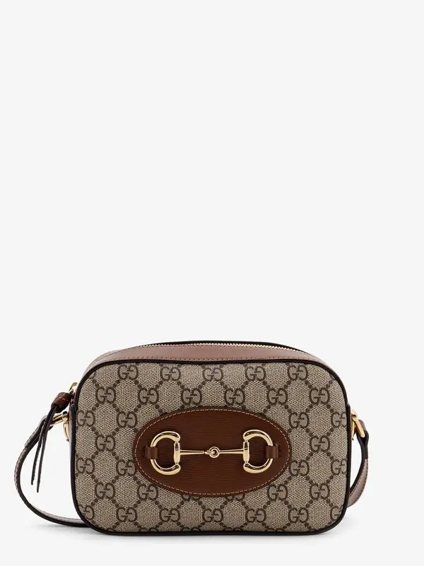Gucci 1955 Horsebit Gg Supreme Fabric And Leather Shoulder Bag