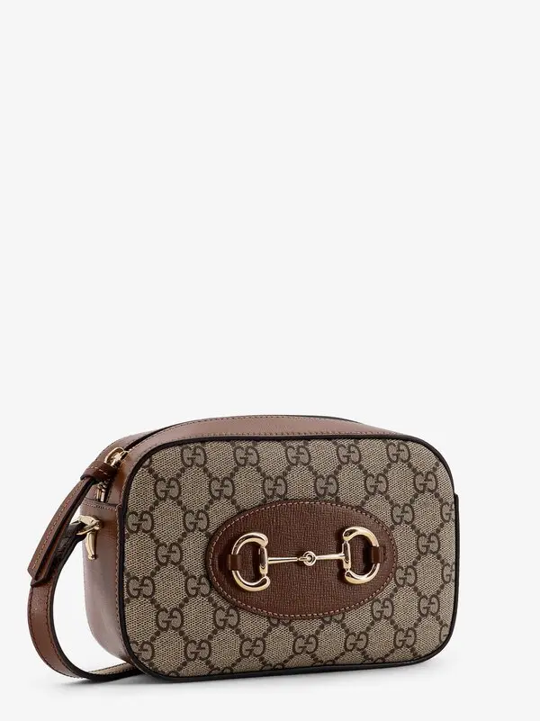 Gucci 1955 Horsebit Gg Supreme Fabric And Leather Shoulder Bag