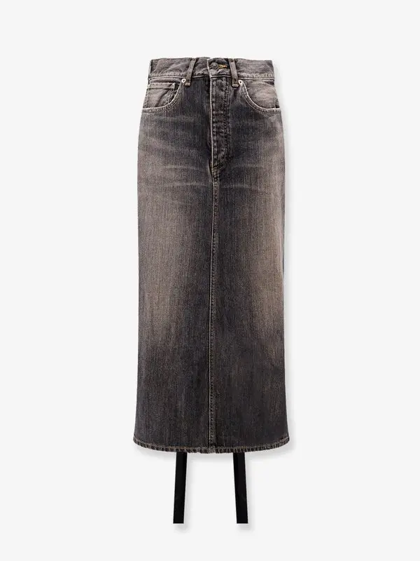Balenciaga Maxi Denim Skirt With Criss-cross Lacing